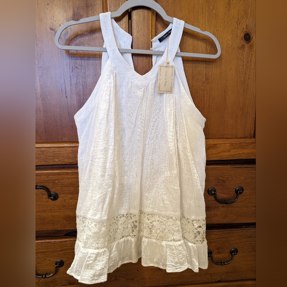 Doe & Rae | Tops | Doe And Rae Size Large White Linen Tank | Poshmark